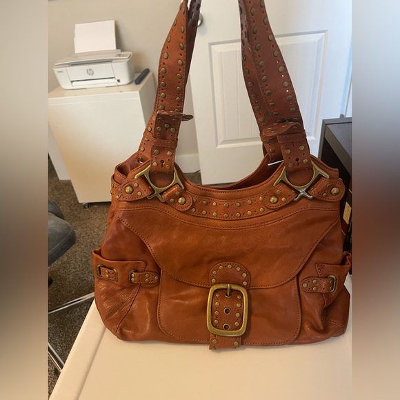 Kooba | Bags | Kooba Brown Leather Bag With Metal Studded Detail Great ...